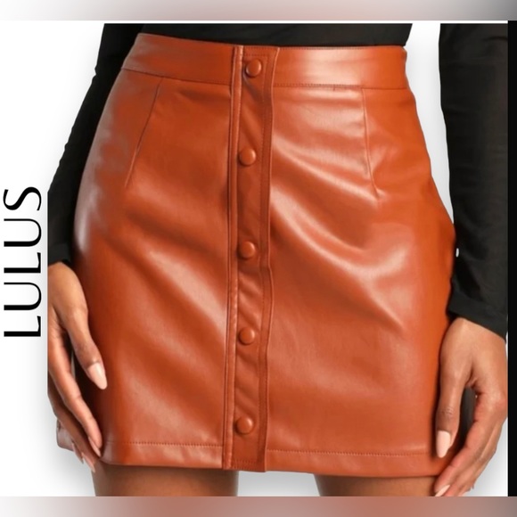 Lulus | Skirts | Nwt Lulus Most Fab Brown Clay Vegan Leather Buttonfront Mini Skirt | Poshmark